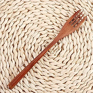 Leadigol 10PCS Wooden Spoons Forks Set Kitchen Tableware Reusable Eco-Friendly Tableware Teaspoon Wooden Forks Salad Dinner Fork Tableware Dinnerware