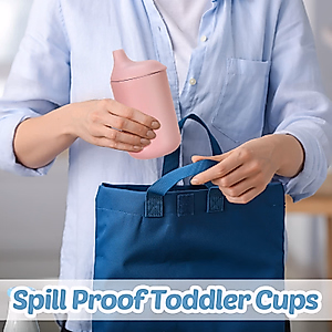 Zhehao 4 Pcs Sippy Cup with Straw and Lid Spill Proof Silicone Sippy Cup 6 oz Straw Cup for Baby 6 months+ Training Cups, Gray, Brown, Blue, Pink