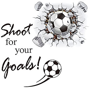 Soccer Wall Decal Soccer Wall Decor Soccer Stickers for Wall Soccer Room Decor Football Stuff Soccer 3D Wall Art Shoot for Your Goals Wall Art Football Stickers for Bedroom Kids Boy Wall Decoration