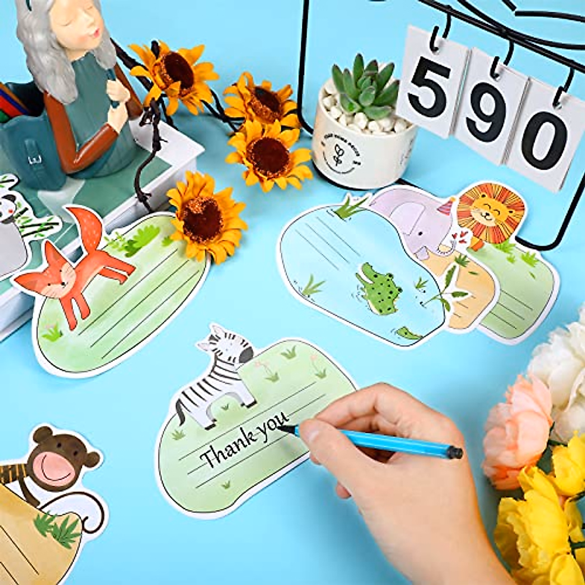 48 Pieces Jungle Animal Cutouts Safari Friend Animal Cutouts Colorful Animal Paper Cutouts with Glue Point Dots for Bulletin Board Classroom School Safari Animals Theme Party