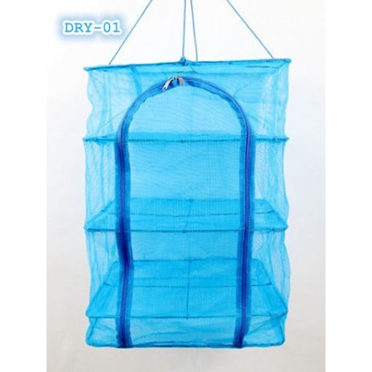 Food Dehydrator 3 Tray Hanging Drying Net/Non Electric/For Drying Herbs, Fruits, Vegetables, Fish (15.7 x 15.7 x 21.5 Inches, Blue)