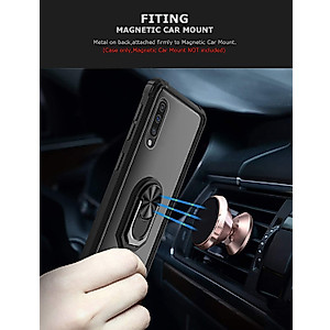 GREATRULY Kickstand Case for Samsung Galaxy A50 / A50s,Drop Protection Clear Case for Galaxy A50 / A50s,Slim Phone Cover Shell,Soft Bumper + Hard Back + Ring Stand Fits Magnetic Car Mount,Black