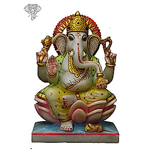 Kalakrithi Marble Made Sleeping Ganapati on Sofa with Gold Finishing.