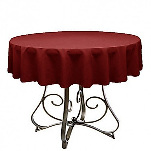 New Creations Fabric & Foam Inc 60" Round Polyester Poplin Tablecloth, for 48" Small Round Table, White