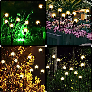 Lezonic Solar Swaying in Wind Firefly Lights, 4 Pack Total 32LED Starburst Solar Garden Lights for Outdoor Pathway, Patio, Landscape, Yard, Garden Decor