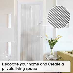 Coavas Privacy Film - Fluted/Reeded Glass, Non-Adhesive Sun/Heat/UV Blocking (29.5 x 118 inches)