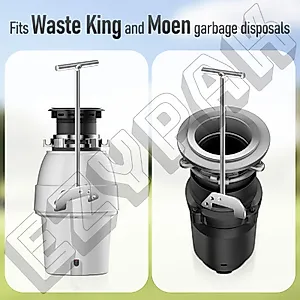 EZYPAK Garbage Disposal Damming Wrench Compatible with Waste King and Moen rubbish disposals, Garbage Disposer Unjamming Wrench for clearing clogs above the sink - Silver (1)