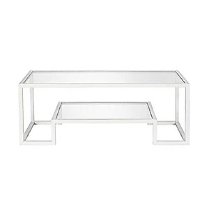 Henn&Hart 45" Wide Rectangular Coffee Table in White, Modern coffee tables for living room, studio apartment essentials