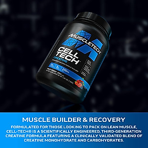 Creatine Monohydrate Powder MuscleTech Cell-Tech Creatine Post Workout Recovery Drink Muscle Builder For Men & Women Muscle Building Supplements Fruit Punch, 3 lbs (27 Serv)
