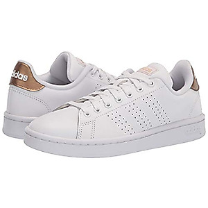 adidas Women's Advantage Tennis Shoe, White/White/Copper Metallic, 9