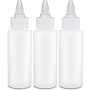 BRIGHTFROM Twist Top Applicator Bottles, Squeeze 2 OZ Empty Plastic Bottles, Refillable, Open/Close Nozzle - Multi Purpose (Pack of 3)