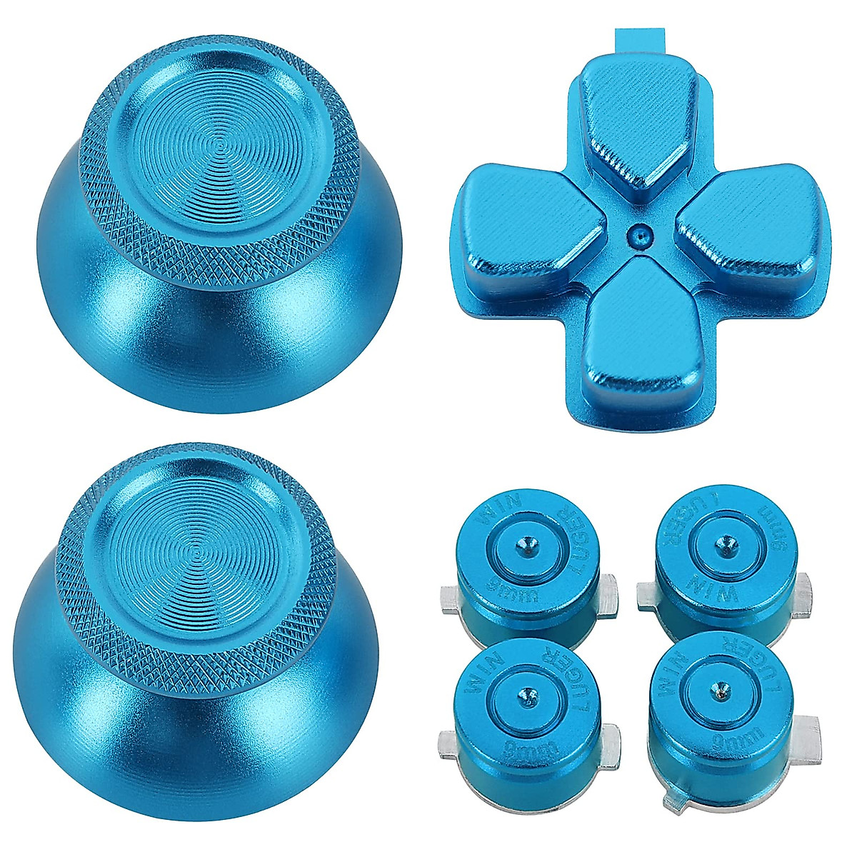 TOMSIN Metal Buttons Replacement Kit for PS5 Controller – Aluminum Thumbsticks & O X Square Triangle & Dpad Buttons Accessories Compatible with PlayStation 5 DS Controller (Blue)