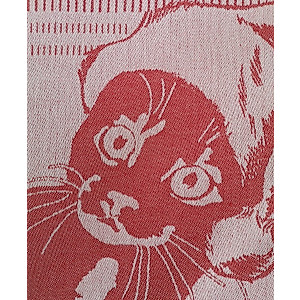 Metr Garnier-Thiebaut, Chats de Noël (Christmas Cats), Rouge French Jacquard Christmas Kitchen/Tea Towel