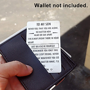 XYBAGS Gifts for Son from Mom, To My Son Engraved Wallet Card Inserts with Inspirational Quotes, Christmas, Birthday, Graduation, Gift Ideas