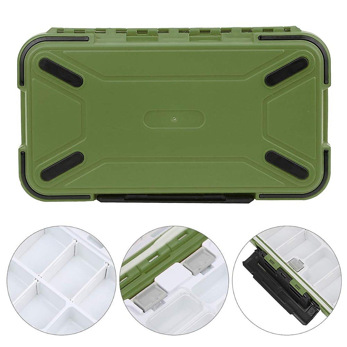 BORDSTRACT Fishing Tackle Box, Waterproof Plastic Fishing Accessory Storage Organizer, Small Tackle Container for Lures, Jigs, Hooks, Sinkers(Green)
