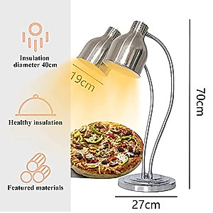 Dual 250W Bulb Commercial Food Heat Lamp, Buffet Server Plate Warmer Lamp Head Catering Portable Food Warmer Light Unit Double Head Multi-Directional Adjustment,Copper