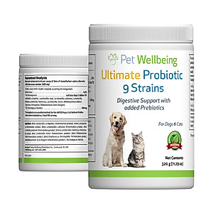 Pet Wellbeing Ultimate Probiotic 9 Strains for Dogs & Cats - Healthy Digestion, Immune Support, Urinary Tract Health - 11.29 oz (320 g) Powder
