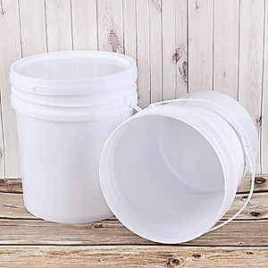 Hespama 4 Pack 6.5 Gallon Airtight Storage Bucket with Handle, Food Grade Sealable Lid Bucket, White