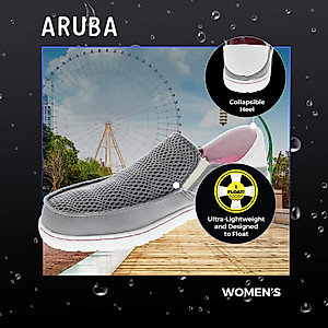 Body Glove Womens Boat Shoes, Aruba Water Shoes, Women's Water Shoes, Fishing Shoes, Casual Shoes, Womens Mesh and Canvas Slip on Shoes Grey/Pink