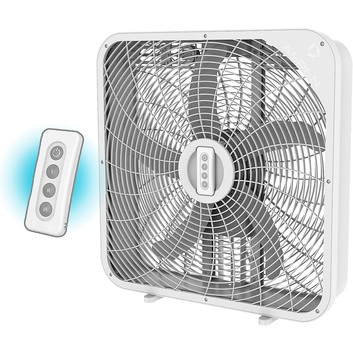 Aspen Box Fan 20 Inch with remote control Small Box Fans, Home Window Box Fans 3 Speed Quiet Most Powerful Window Fans for Home Bedroom Square Fan