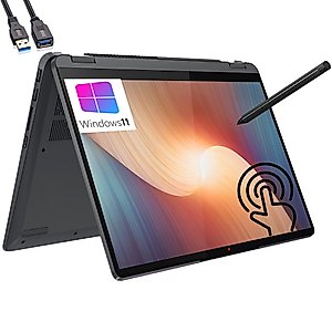Lenovo IdeaPad Flex 5 14" WUXGA 300nits Touchscreen 2-in-1 Laptop, Hexa-Core AMD Ryzen 5 5500U (Beat i5-1135G7), 16GB LPDDR4x RAM, 512GB PCIe SSD, WiFi6, Digital Pen, Windows 11, BROAG Extension Cable