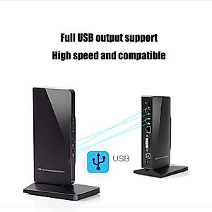 XUNMAIFHB Portable Docking Station,USB3.0 Docking Station Notebook high-Speed Transmission Multi-Function Converter DVI, Gigabit RJ4, Audio Interface, Microphone Interface Fast Transmission