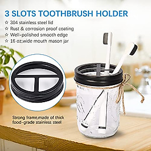 Nuscen Mason Jar Bathroom Accessories (Set of 4) Lotion Soap Dispenser,2 Apothecary Jars,Toothbrush Holder,Rustic Farmhouse Decor,Multifunction Storage Countertop Vanity Organizer Jars