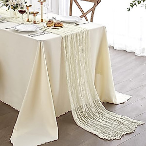 Nialnant Table Runner 35 X 160 Inch Beige Cheesecloth Table Runner for Wedding Reception,Rustic Table Runners for Boho Party,Holidays,Bridal Showers Decorations