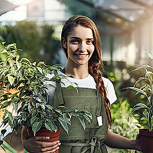 VONLUXE Artist Canvas Apron with Pockets Painting Apron Adjustable Shoulder Strap/Waist Ties Painter Aprons Mothers Day Gift for Women Mom Art Gardening Apron Adjustable