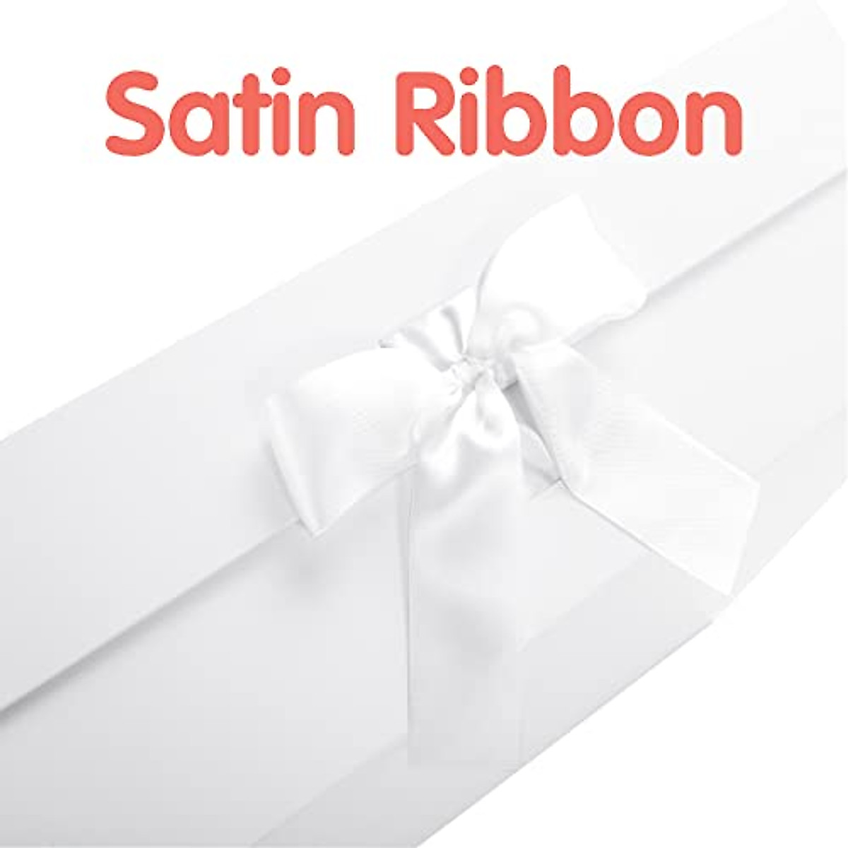 HAPPY POTATO Large Gift Box with Ribbon 13.5x9x4.1 Inches, White Gift Box with Lid Large, Bridesmaid Proposal Box, luxury Gift Box for presents (Glossy White)