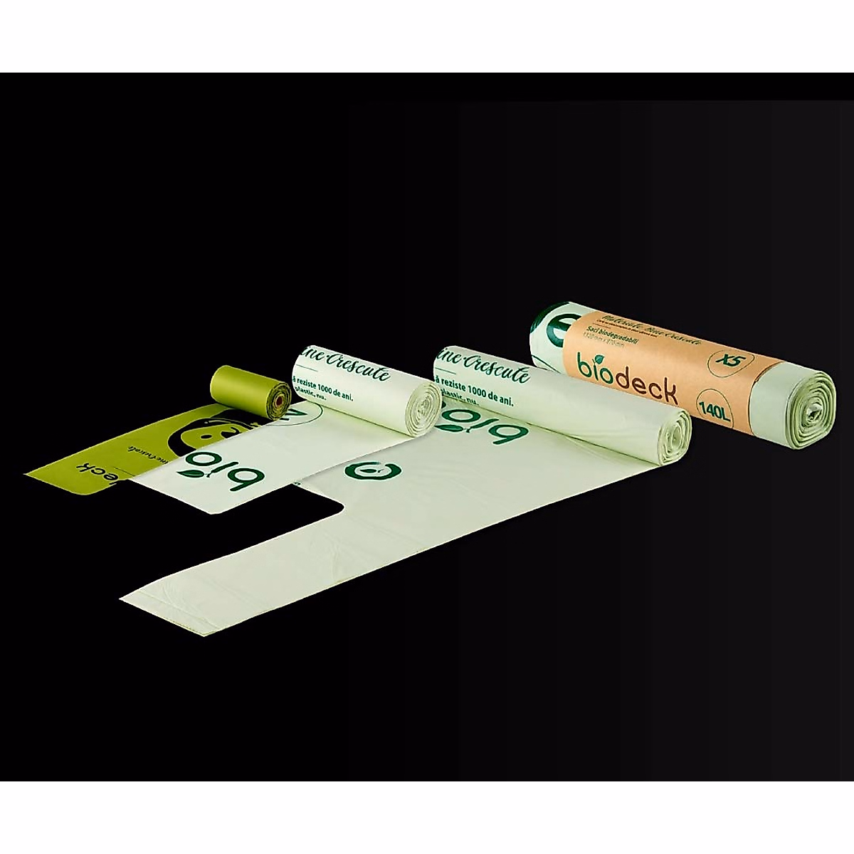 Biodeck Biodegradable and Compostable Waste Bin Liners, 30 Counts, 13.2 Gallon (50L) Compost Bags Kitchen Trash Bags, Certified by TUV Austria Ok Compost