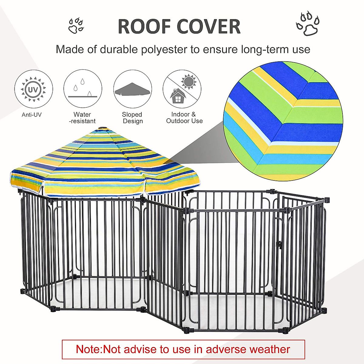 PawHut Dog Playpen with Door & Removable Cover for Small & Most Medium Sized Dogs Indoor & Outdoor Use, 47" H