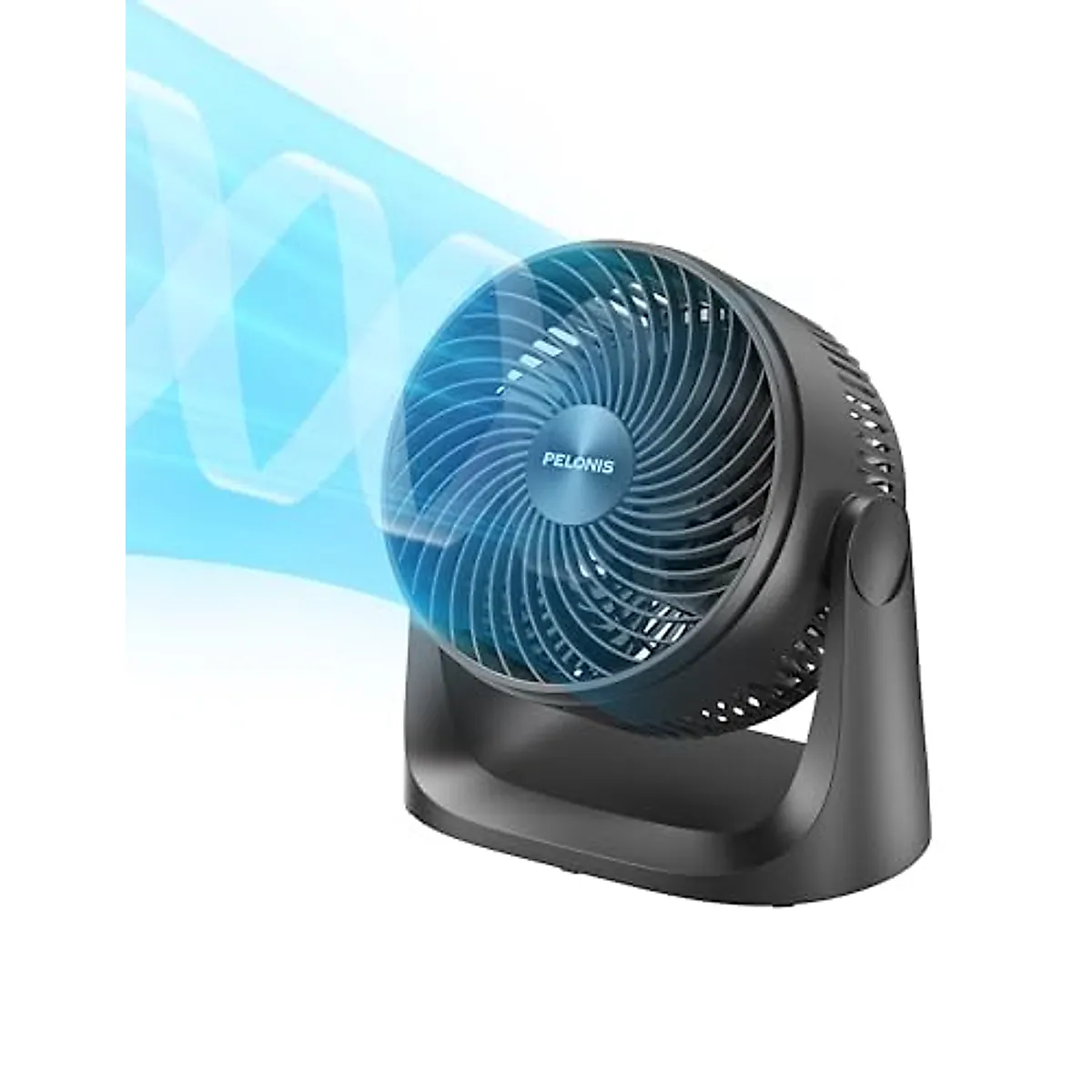 Pelonis 3 Speed Small Room Air Circulator Fan with 7-inch Blade, Table Fan with 100° Adjustable Head Tilt - Desktop Fan for Bedroom,Dorm and Office - Ventilador for Air Conditioner and Heater, Black