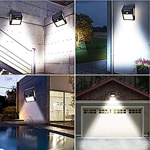 Jings Solar Lights Outdoor, 100LED Outdoor Solar Lamp PIR Motion Sensor Wall Light Waterproof Solar Powered Lights for Garden Fence Door,4pcs
