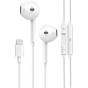 Headphones Wired Earbuds for iPhone with Lightning Connector [MFi Certified] In-Ear iPhone Earphones with Built-in Microphone & Volume Control Compatible with iPhone 14/13/12/11/XR/XS/X/8/7/SE, White