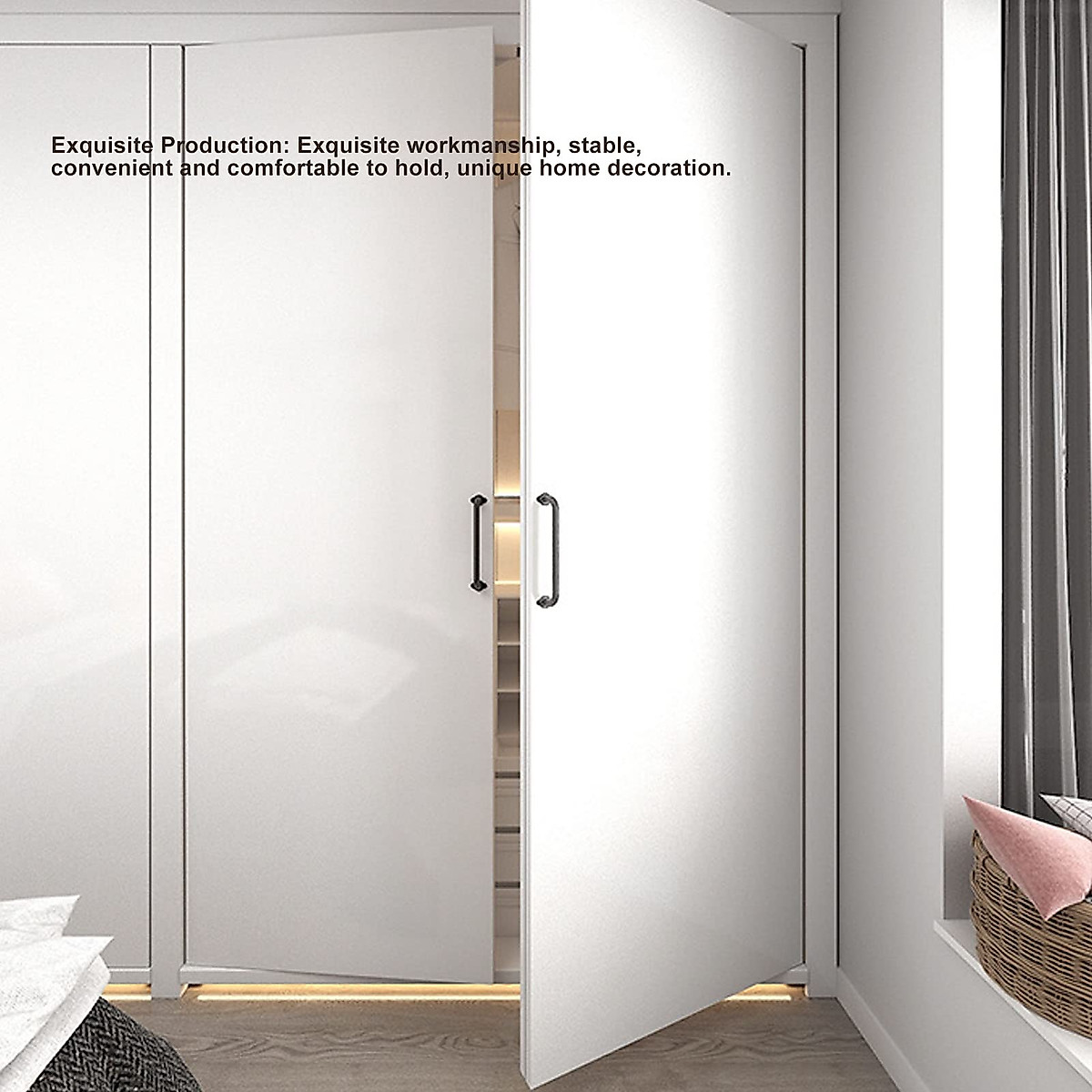 Tyenaza Barn Door Handle, Black Carbon Steel Interior Wooden Door Matte Handle for Wooden Gate Shed Cabinet Door