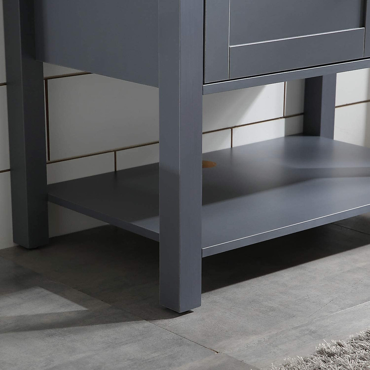 Homecart 30" Bathroom Vanity and Sink Combo Marble Pattern Wood Top White Vessel Sink with Faucet Drain Mirror Vanity Set, Grey