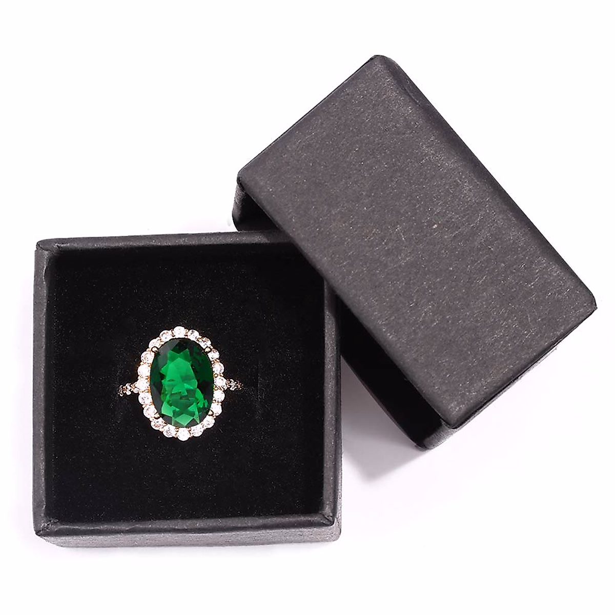 Artilady Cz Emerald Rings for Women - Simulated Emerald Solstice Ring AAAA Cubic Zirconia Open Band Rings, Adjustable for US 5-9 (Emerald Green, Adjustable)