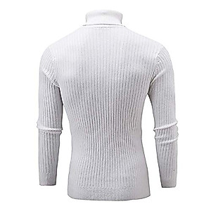 Men's Casual Slim Fit Thermal Turtleneck T Shirts Basic Knitted Pullover Sweaters Cashmere Ribbed Knit Tops Knitwear