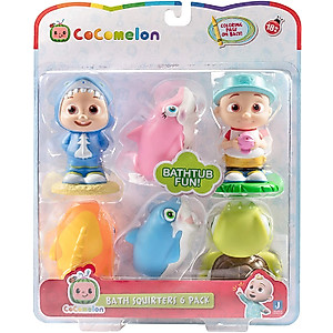 CoComelon Water Squirter Toys for Pool & Bath, 6-Pack - Officially Licensed - JJ, Baby Shark, Turtle, Fish Figure Playset - Easter Basket Stuffer Gift for Toddlers, Preschoolers, Kids - 18mo+