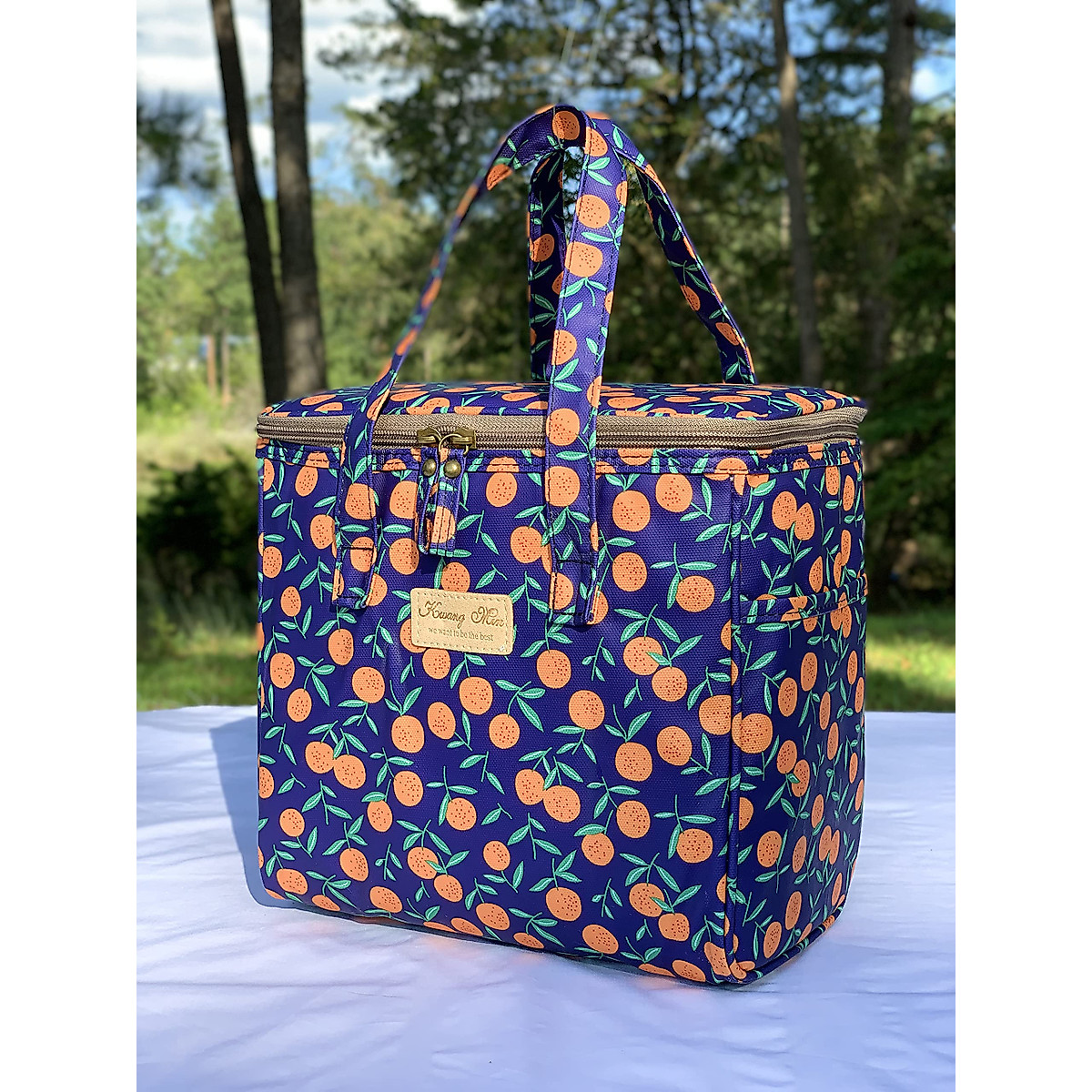 Kwang Min Patchwork Quilt Insulated Lunch Bag for Women,Reusable Lunch Box,Large Cooler for Office,Picnic Outdoors,Premium Waterproof Fabric,Ideal Classic Lunch Bag(Patchwork Quilt)