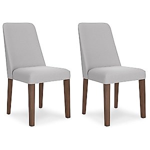 Signature Design by Ashley Lyncott Contemporary Dining Room Upholstered Side Chair with Foam Cushion, Set of 2, Cream & Brown