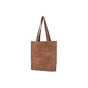 Ulisty Women Corduroy Tote Bag Casual Carry Bag Shopper Bag Fashion Shoulder Bag Handbag brown