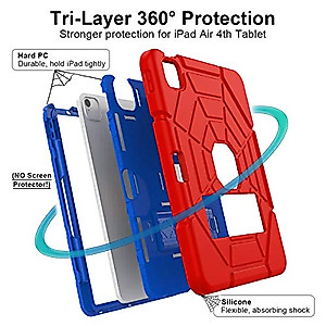 Grifobes for iPad Air 5th/4th Generation Case 2022/2020 10.9", for iPad Pro 11 inch 2022/2021/2020/2018 Heavy Duty Shockproof Rugged Cover with Pencil Holder Stand iPad Air 5 4 Gen for Kids Boy