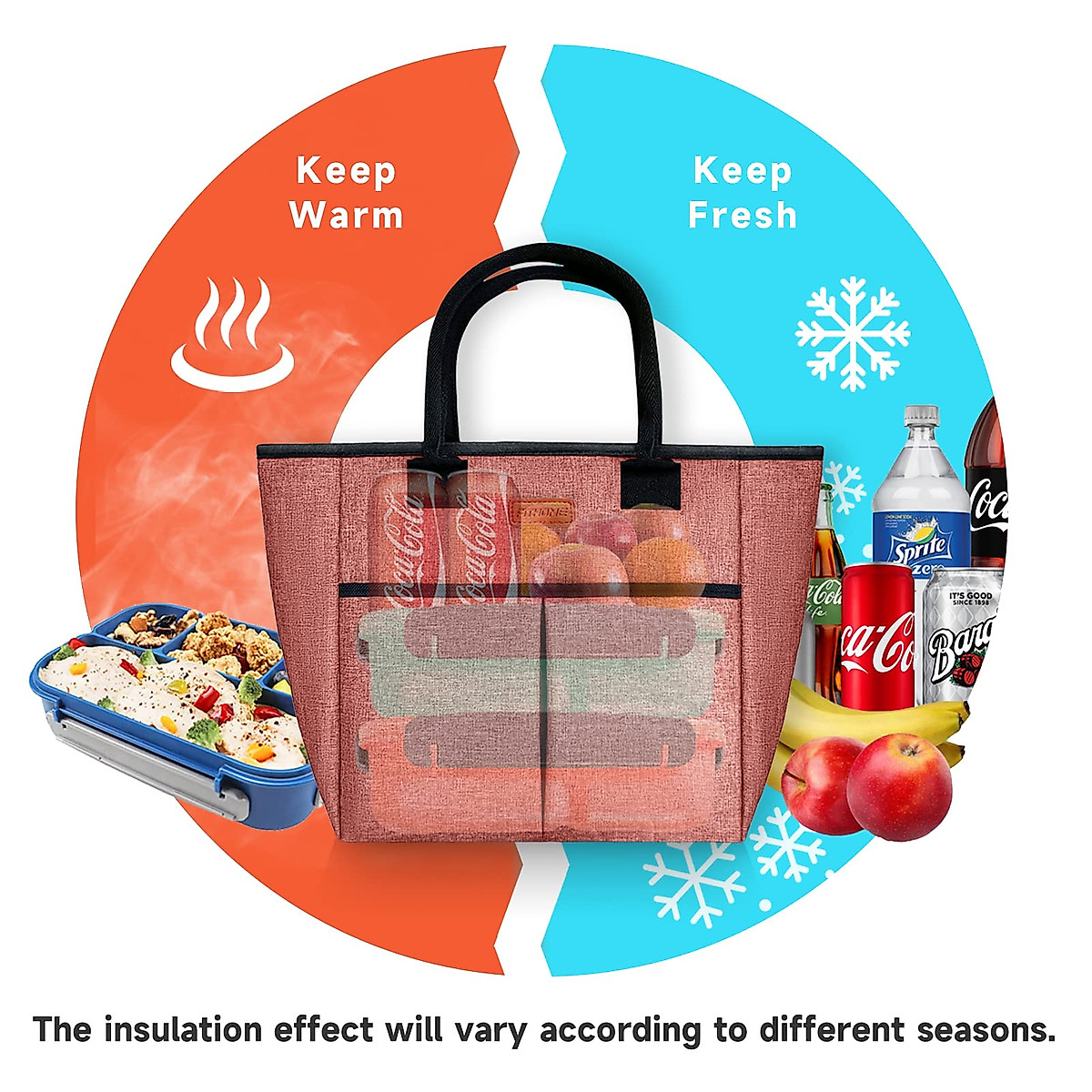 FITHOME Insulated Lunch Bag for Women/Men, Reusable Leakproof Cooler Thermal Lunch Box Tote Bags fit for Ice Pack, Adults College Fashion Lunch Bags for Work/Picnic/Travel