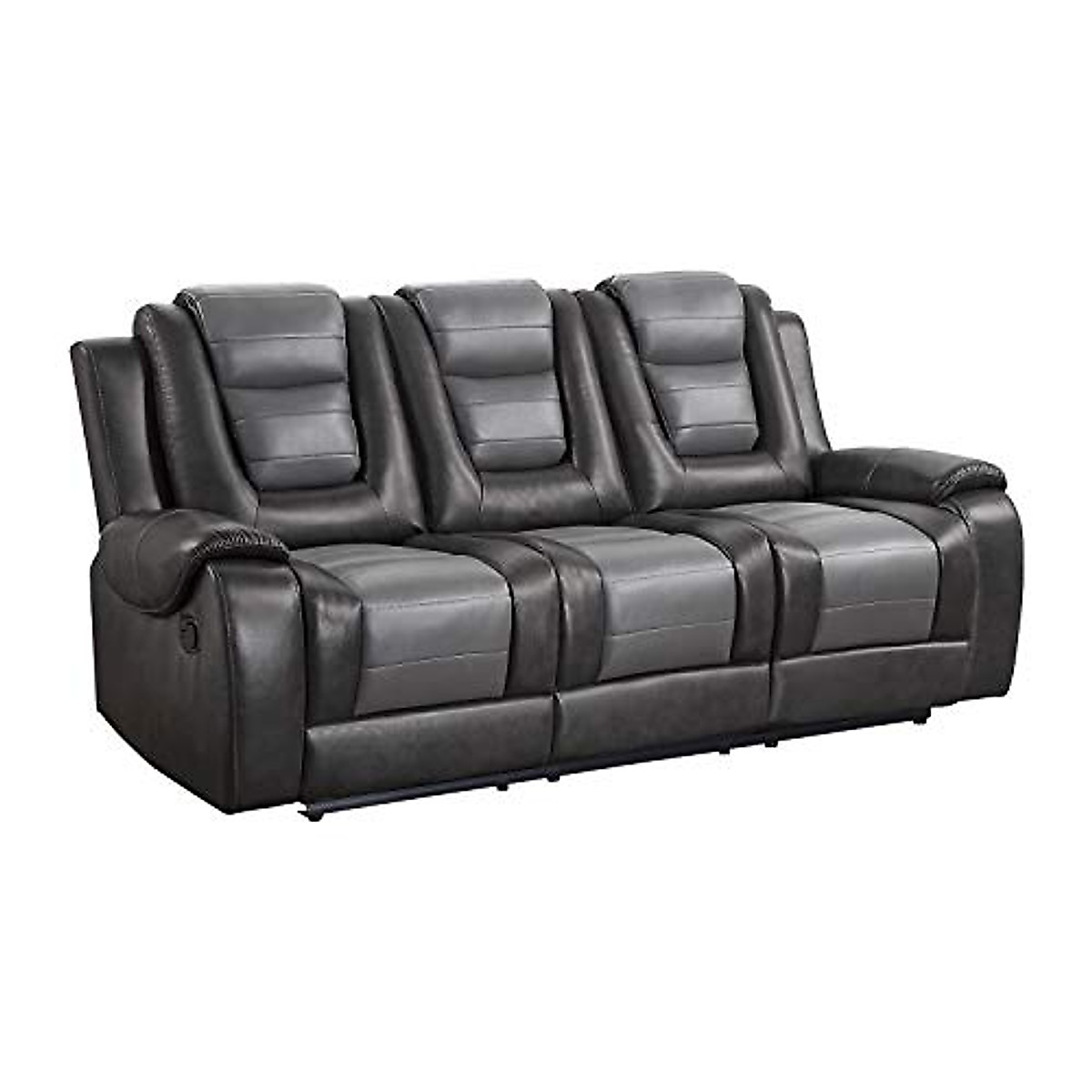 Lexicon Hawthorne Wall-Hugger Manual Double Reclining Sofa, Two-Tone Gray