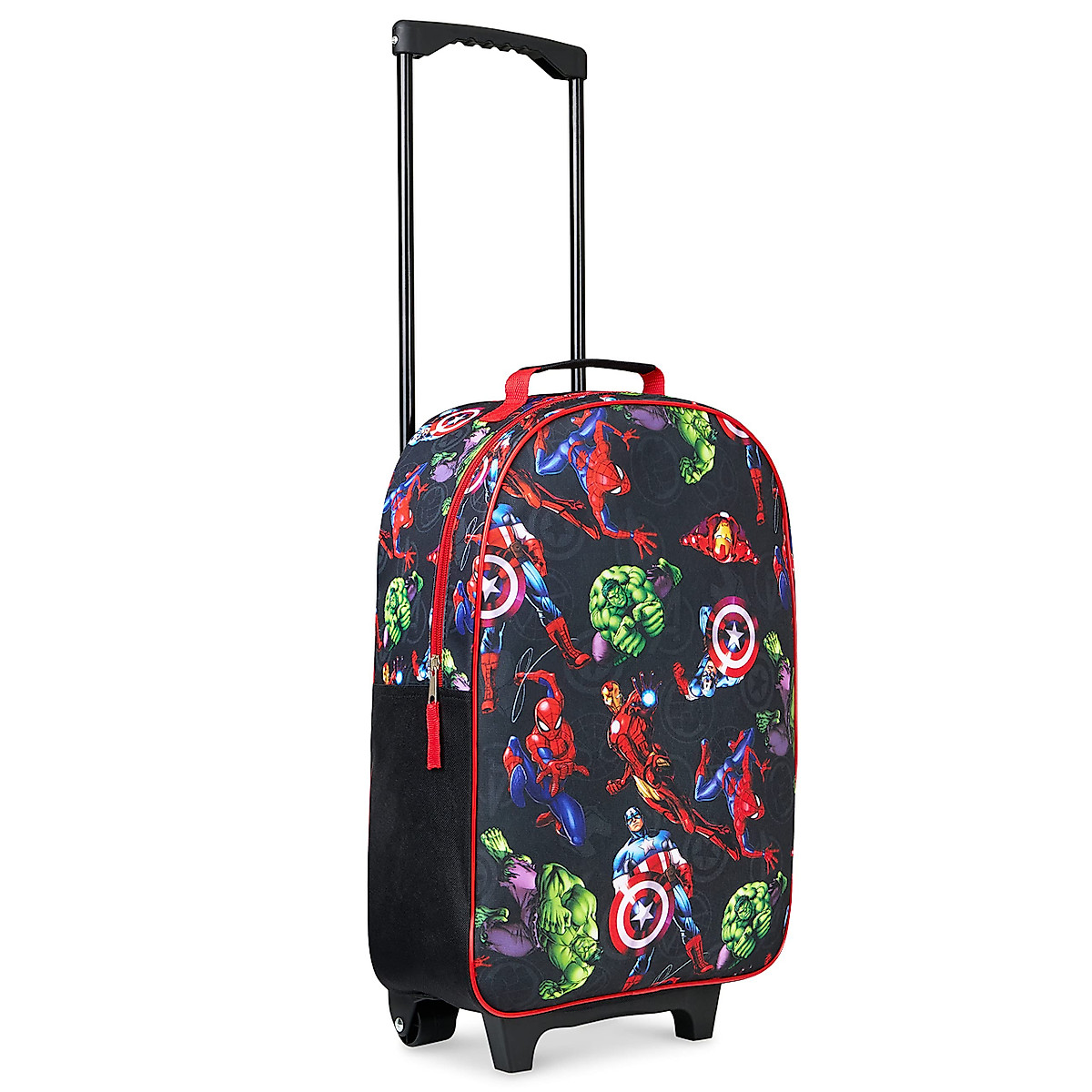 Marvel Kids Suitcase for Boys Foldable Trolley Hand Luggage Bag Carry On Avengers Travel Bag with Wheels Cabin Bag Wheeled Bag with Handle Spiderman Trolley Suitcase Boys (Multicolor Avengers)