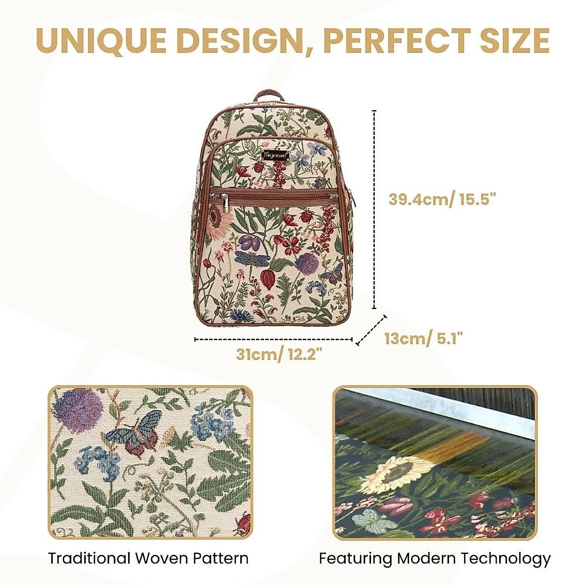Signare Tapestry backpack purse for Women computer backpack bookbags for women with Morning Garden Design (BKPK-MGD)