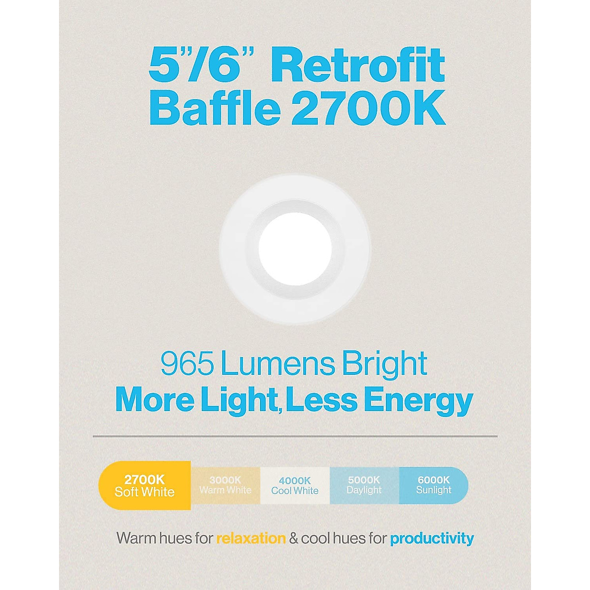 Sunco Lighting 2 Pack Retrofit LED Recessed Lighting 6 Inch, 2700K Soft White, Dimmable Can Lights, Baffle Trim, 13W=75W, 965 LM, Damp Rated - Energy Star