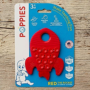 POPPIES Smiley The Star (Yellow) and RED The Rocket (Red) Bundle – Silicone Sensory Toy – BPA-Free – Infant Teether, Sensory, Bath Toy with Suction Cups and Textures to Stimulate Development